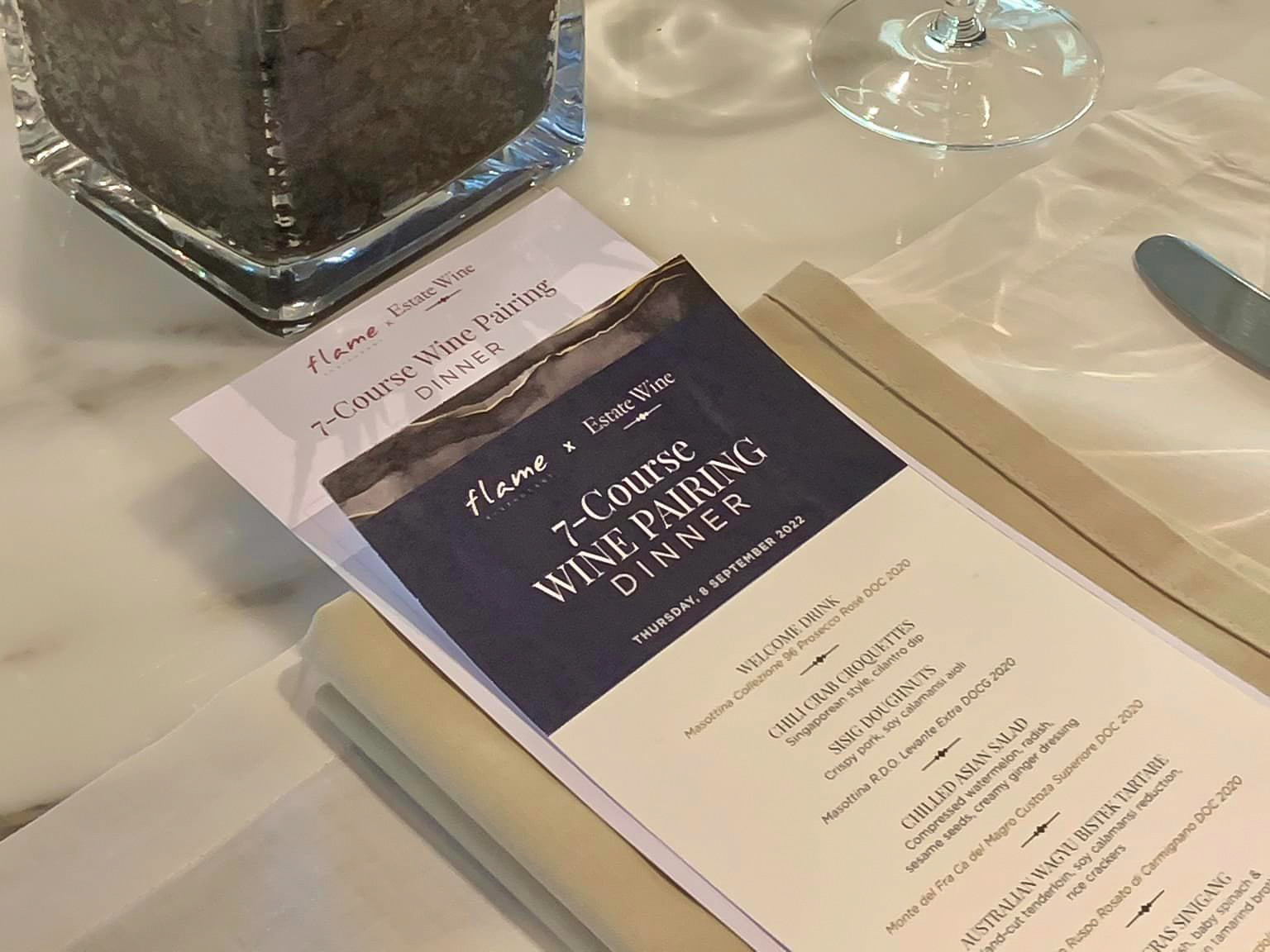 Wine Pairing Dinner at Flame Discovery Primea | Estate Wine